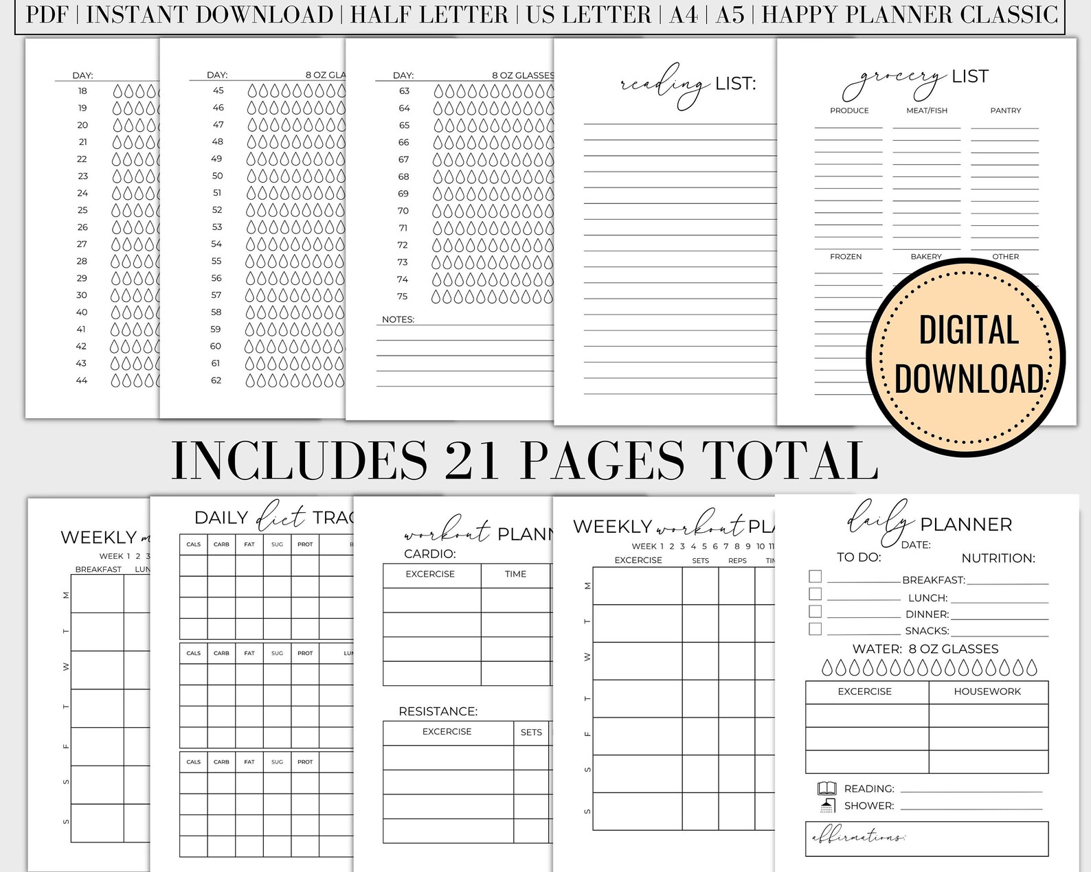 75 Mom Challenge Printable Bundle, 75 Mom Tracker, 75 Mom Printable, 75 ...