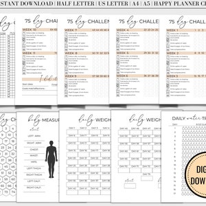 75 Day Challenge Bundle Printable, 75 Day Tracker, 75 Challenge ...