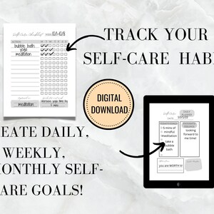 Self-care Mindfulness Printable Planner Tracker, Self Care Checklist ...