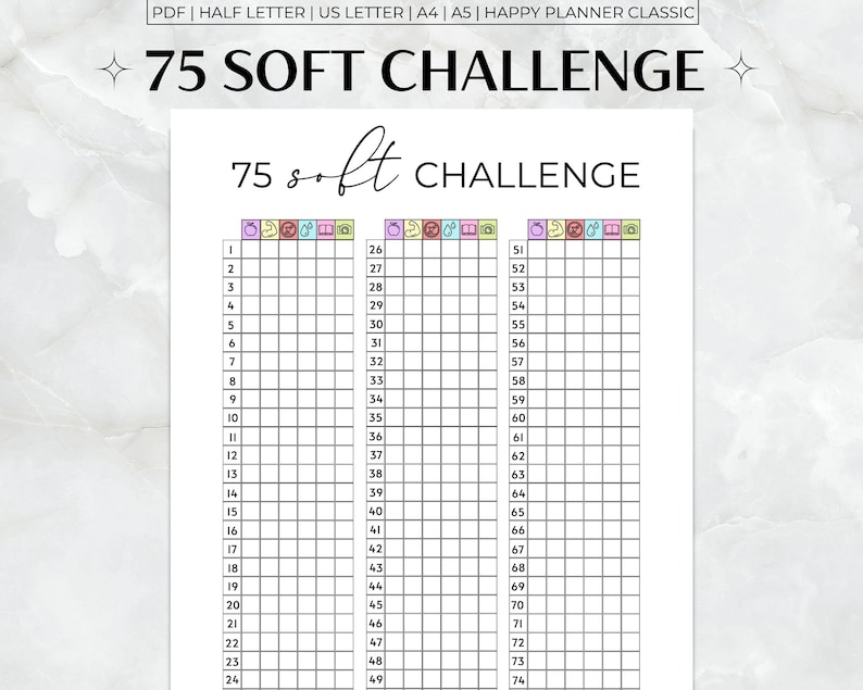 75 Soft Challenge Printable, 75 Soft Tracker, 75 Soft Printable, 75 ...