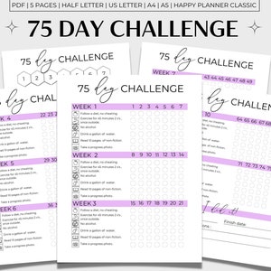 75 Day Challenge Printable, 75 Day Tracker, 75 Challenge Printable, 75 ...