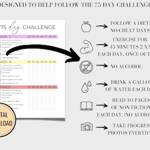 75 Day Challenge Bundle Printable, 75 Day Tracker, 75 Challenge ...