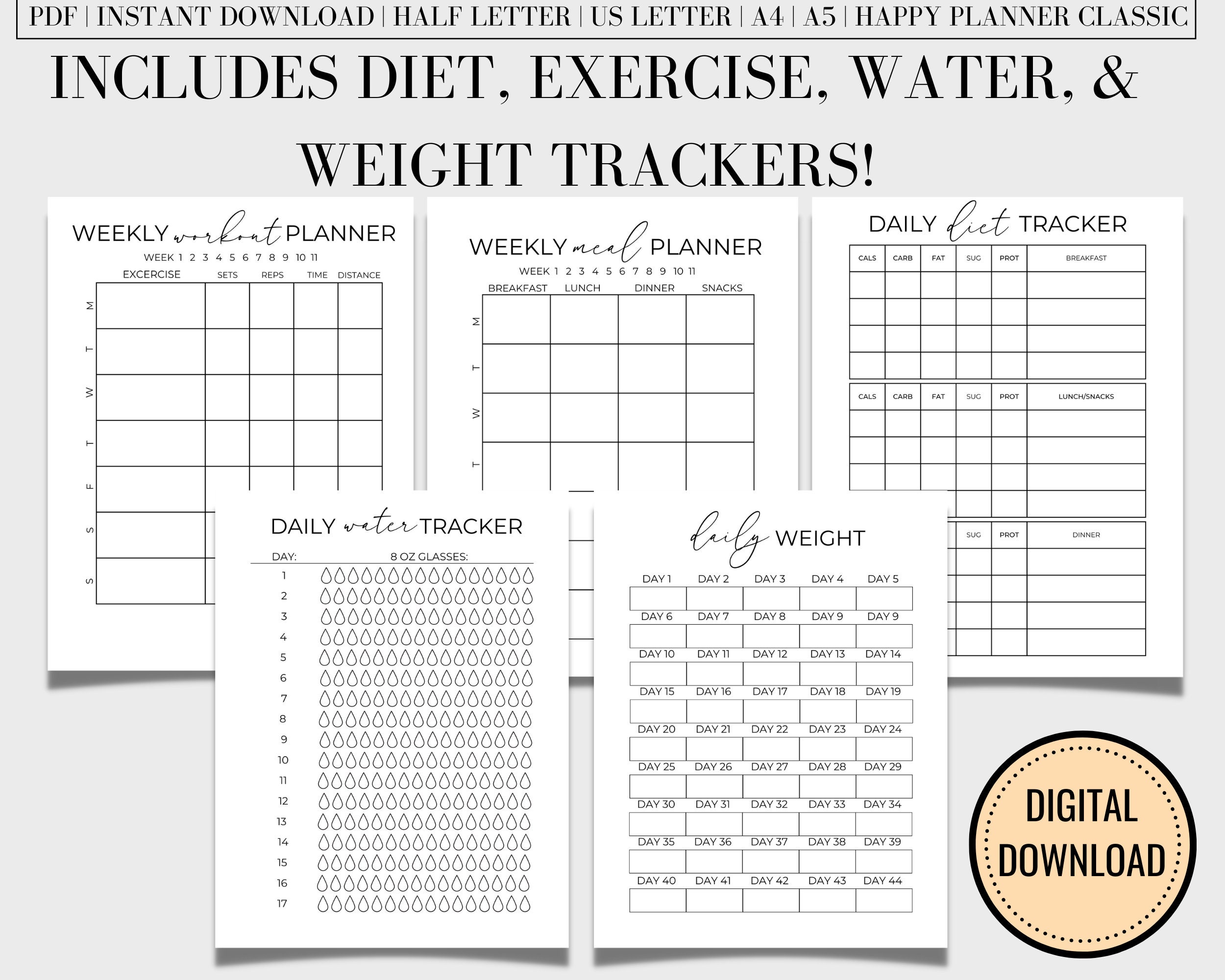 75 Day Challenge Bundle Printable, 75 Day Tracker, 75 Challenge ...