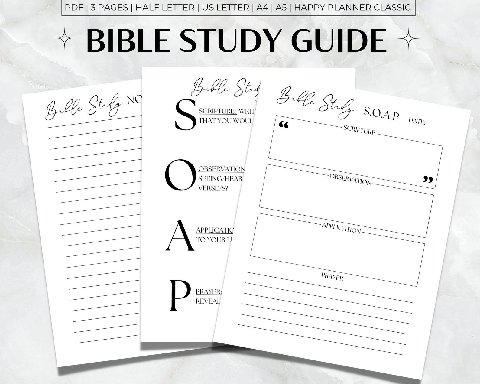 Bible Study Guide Printable, SOAP Bible Study Template, Minimalist ...