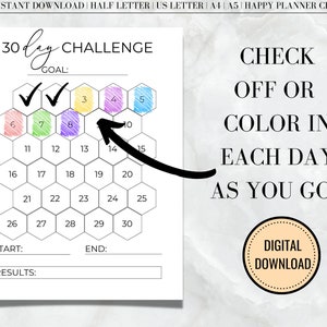 30 Day Challenge Printable, 30 Day Goal Tracker, Monthly Goal Planner ...