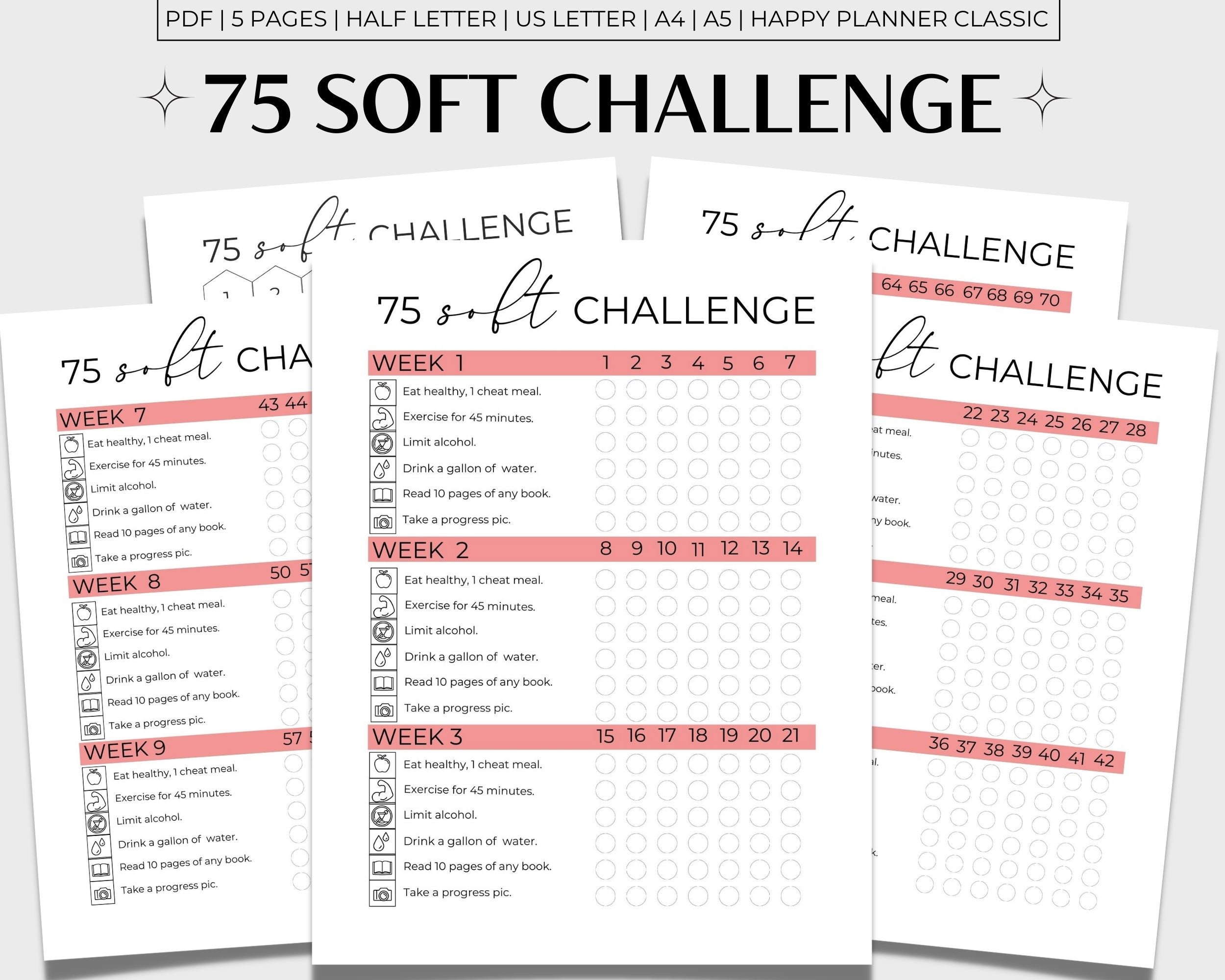 75 Soft Challenge Printable, 75 Soft Tracker, Health & Fitness Tracker ...