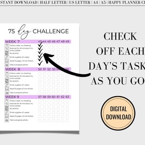 75 Day Challenge Printable, 75 Day Tracker, 75 Challenge Printable, 75 ...