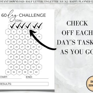 60 Day Challenge Printable, 60 Day Goal Tracker, Monthly Goal Planner ...