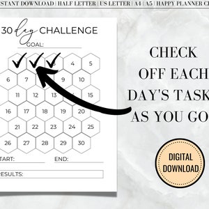 30 Day Challenge Printable, 30 Day Goal Tracker, Monthly Goal Planner ...