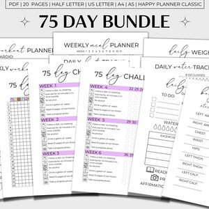 75 Day Challenge Bundle Printable, 75 Day Tracker, 75 Challenge ...