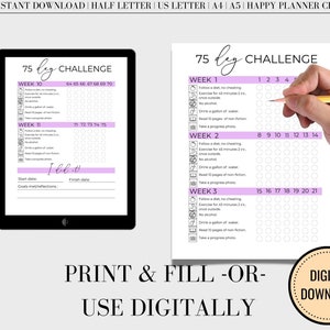 75 Day Challenge Printable, 75 Day Tracker, 75 Challenge Printable, 75 ...