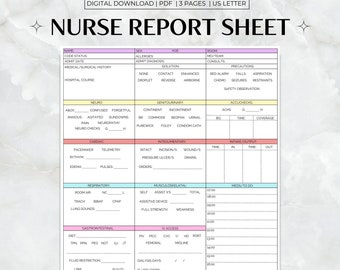 Nurse Report Sheet Med Surg, Nursing Brain, Hourly Layout Day & Night ...