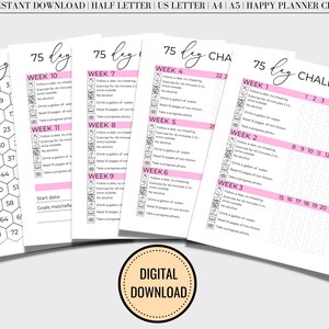75 Day Challenge Printable, 75 Day Tracker, 75 Challenge Printable, 75 ...