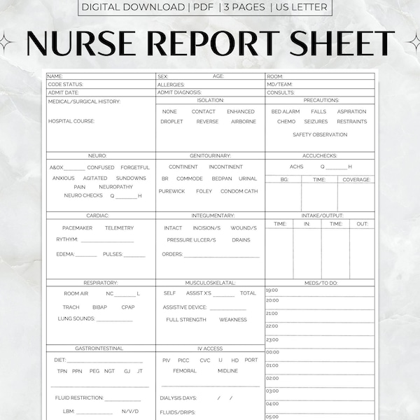 Hourly Report Sheet - Etsy