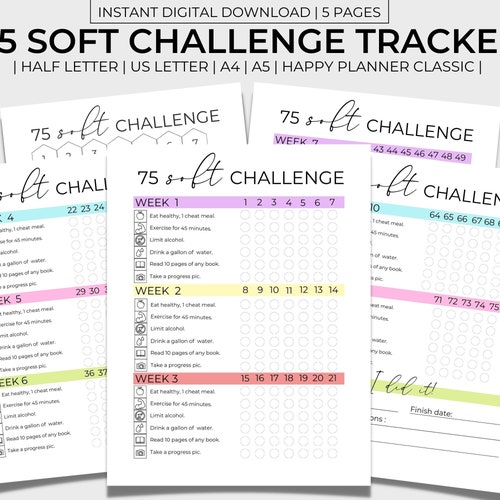 75 Soft Challenge Tracker Printable Editablesoft Challenge - Etsy