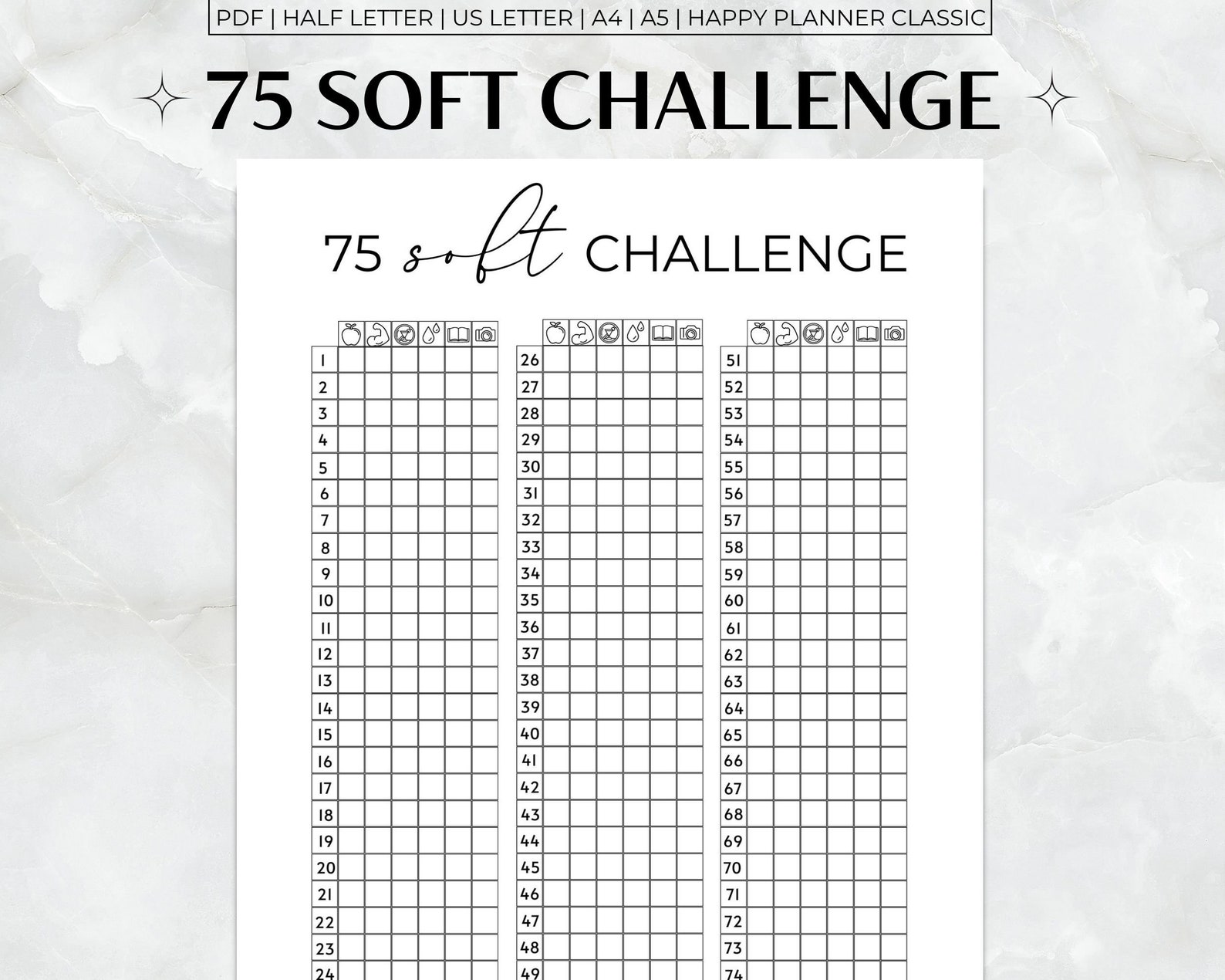75 Soft Challenge Printable, 75 Soft Tracker, 75 Soft Printable, 75 ...
