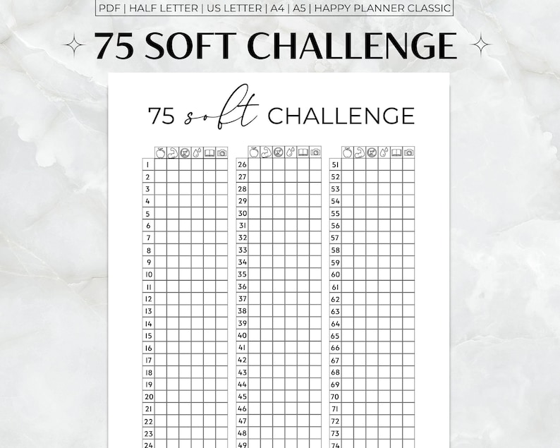 75 Soft Challenge Printable, 75 Soft Tracker, 75 Soft Printable, 75 ...
