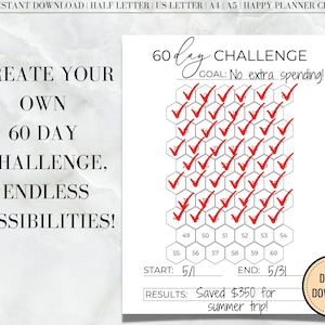 60 Day Challenge Printable, 60 Day Goal Tracker, Monthly Goal Planner ...