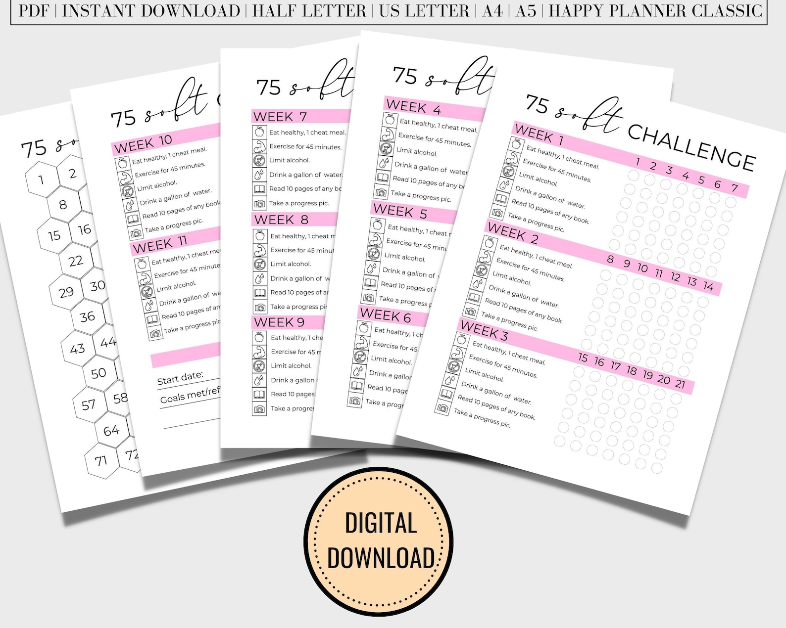 75 Soft Challenge Printable, 75 Soft Tracker, 75 Soft Printable, 75 ...