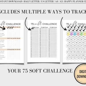 75 Soft Challenge Bundle Printable, 75 Soft Tracker, 75 Soft Printable ...