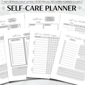 Self-care Mindfulness Printable Planner Tracker, Self Care Checklist ...