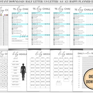 75 Day Challenge Bundle Printable, 75 Day Tracker, 75 Challenge ...