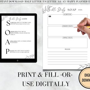Bible Study Guide Printable, SOAP Bible Study Template, Minimalist ...