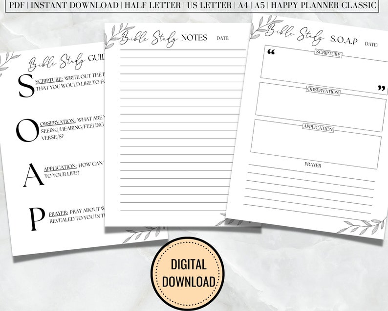 Bible Study Guide Printable, SOAP Bible Study Template, Minimalist ...