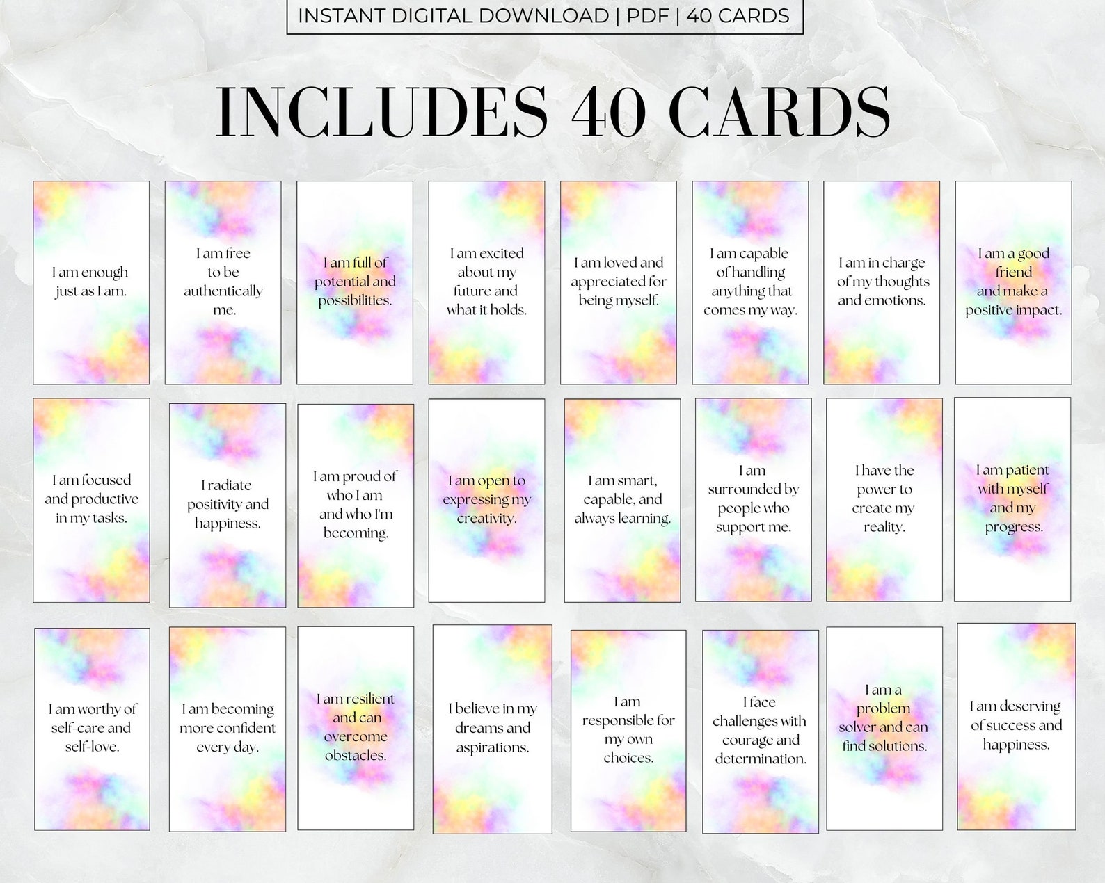 Daily Affirmations for Teens, Printable Affirmation Cards, Motivational ...