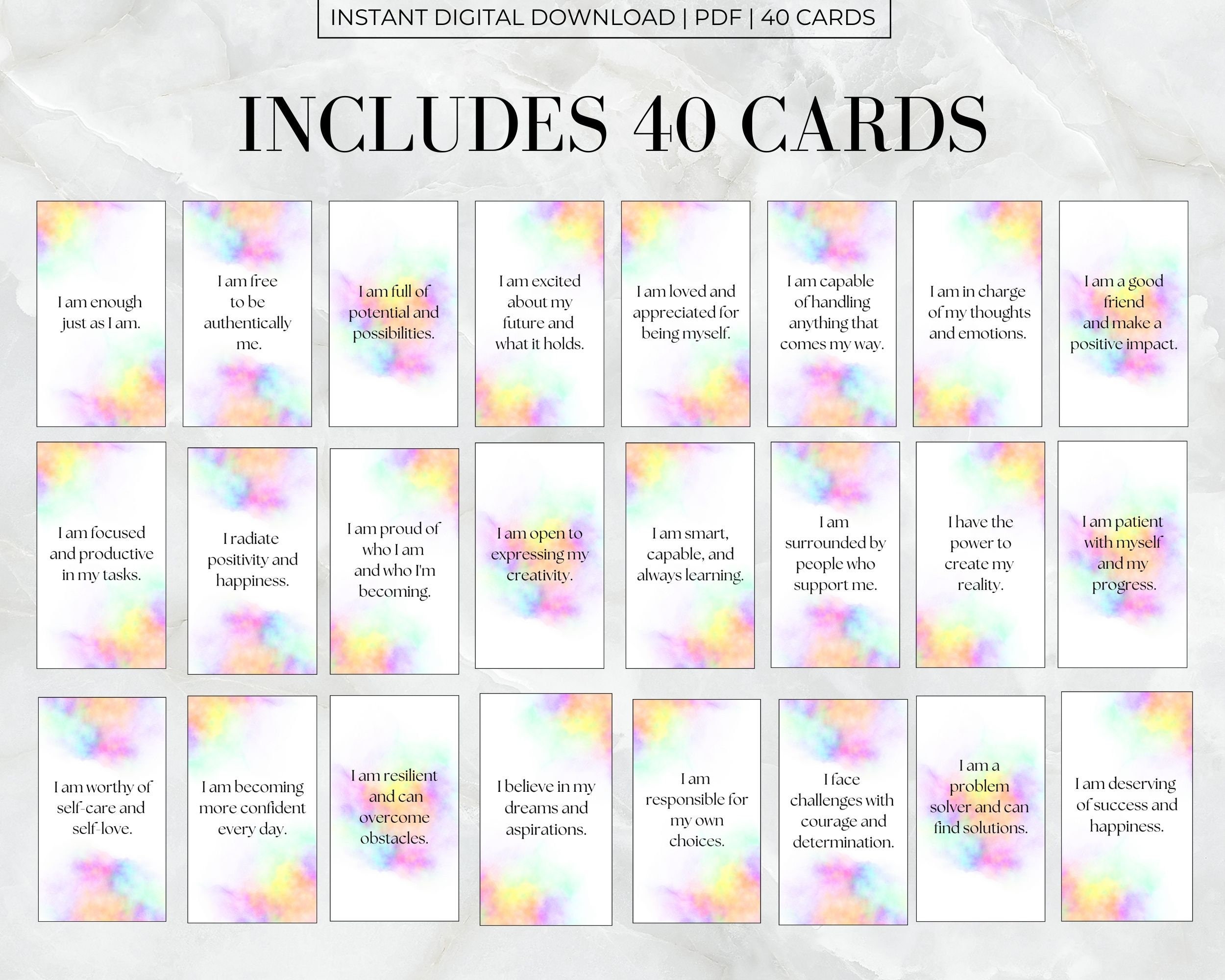 Daily Affirmations for Teens, Printable Affirmation Cards, Motivational ...