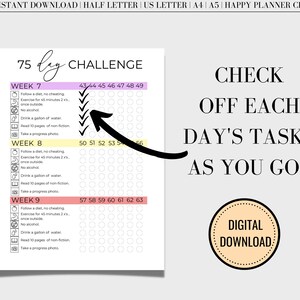 75 Day Challenge Printable, 75 Day Tracker, 75 Challenge Printable , 75 ...