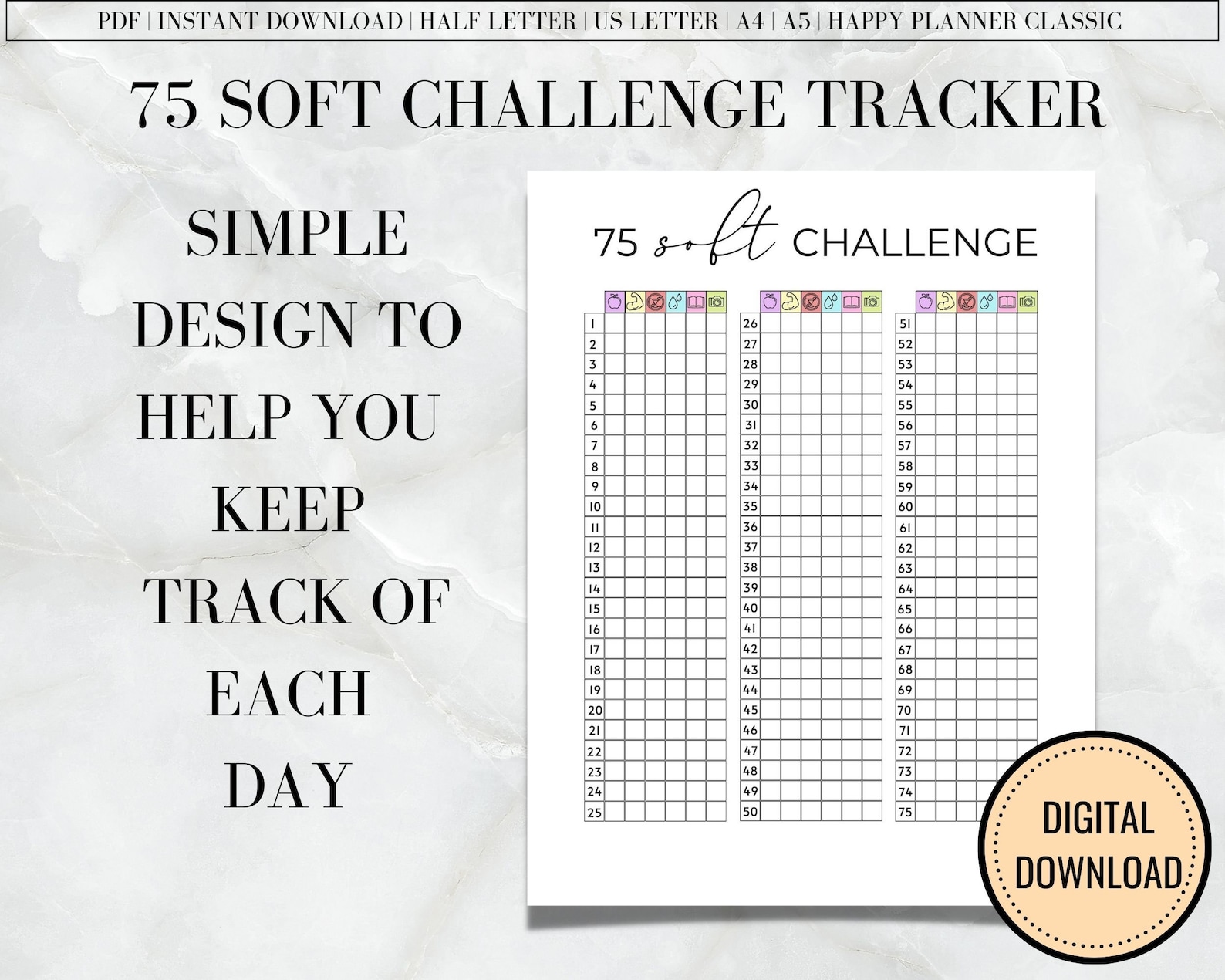 75 Soft Challenge Printable, 75 Soft Tracker, 75 Soft Printable, 75 ...