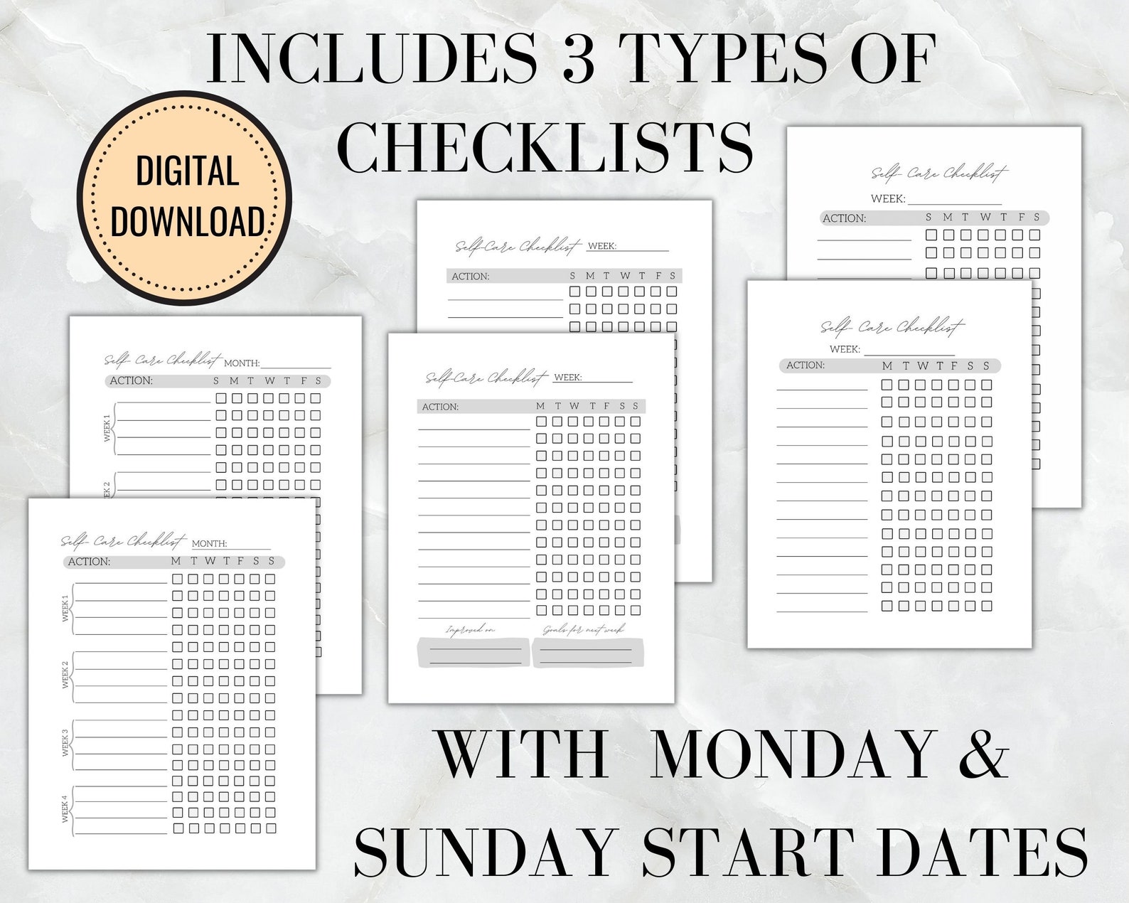 Self-care Mindfulness Printable Planner Tracker, Self Care Checklist ...