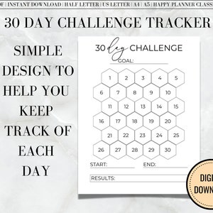 30 Day Challenge Printable, 30 Day Goal Tracker, Monthly Goal Planner ...