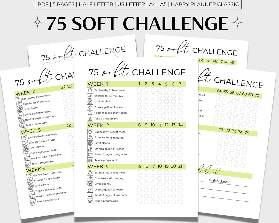 75 Soft Challenge Printable, 75 Soft Tracker, 75 Soft Printable, 75 ...