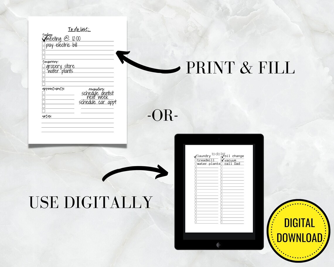 Printable To-do List Daily Weekly To-do Pdf Planner To-do - Etsy