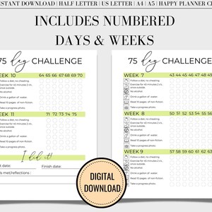 75 Day Challenge Printable, 75 Day Tracker, 75 Challenge Printable, 75 ...