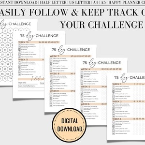 75 Day Challenge Printable, 75 Day Tracker, 75 Challenge Printable , 75 ...