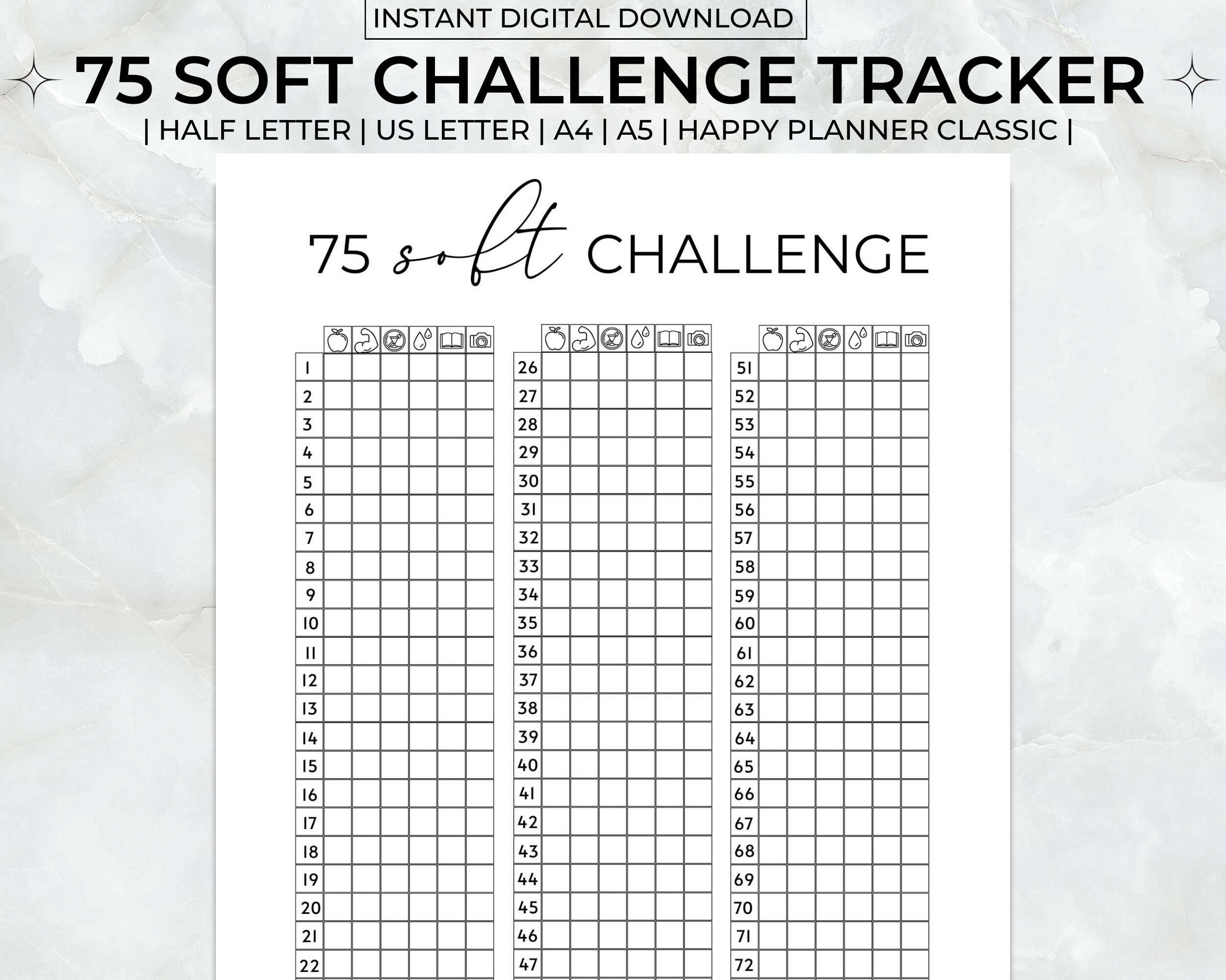 75 Soft Challenge Printable 75 Soft Tracker Health & Fitness - Etsy