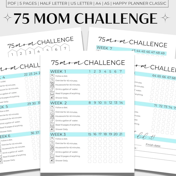 75 Mom Challenge Printable - Etsy