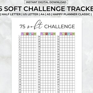 75 Soft Challenge Printable 75 Soft Tracker Health & Fitness - Etsy