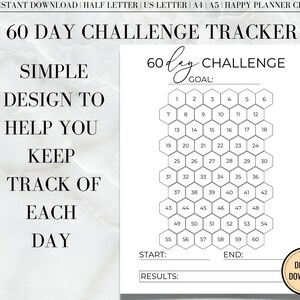 60 Day Challenge Printable, 60 Day Goal Tracker, Monthly Goal Planner ...