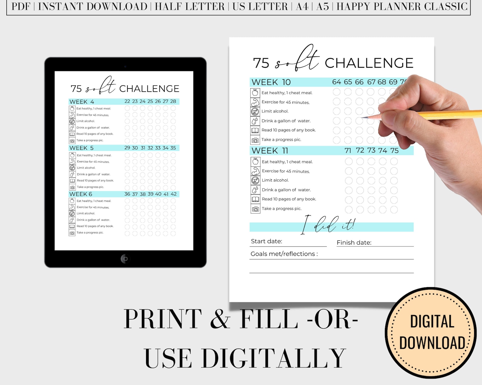 75 Soft Challenge Printable, 75 Soft Tracker, 75 Soft Printable, 75 ...