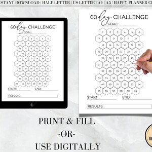 60 Day Challenge Printable, 60 Day Goal Tracker, Monthly Goal Planner ...
