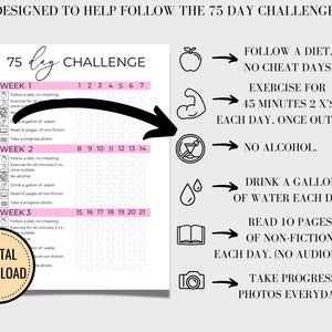75 Day Challenge Printable, 75 Day Tracker, 75 Challenge Printable, 75 ...