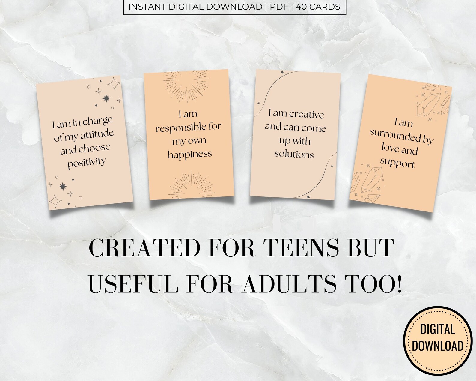 Daily Affirmations for Teens, Printable Affirmation Cards, Motivational ...