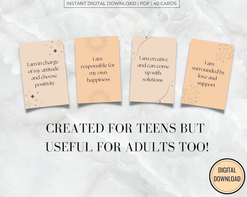 Daily Affirmations for Teens, Printable Affirmation Cards, Motivational ...