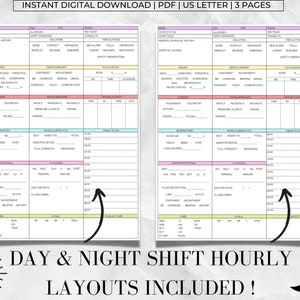 Nurse Report Sheet Med Surg, Nursing Brain, Hourly Layout Day & Night ...