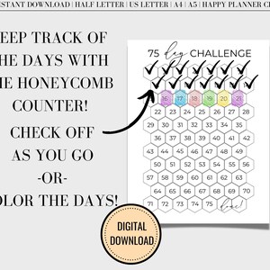 75 Day Challenge Printable, 75 Day Tracker, 75 Challenge Printable, 75 ...