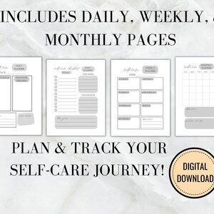 Self-care Mindfulness Printable Planner Tracker, Self Care Checklist ...